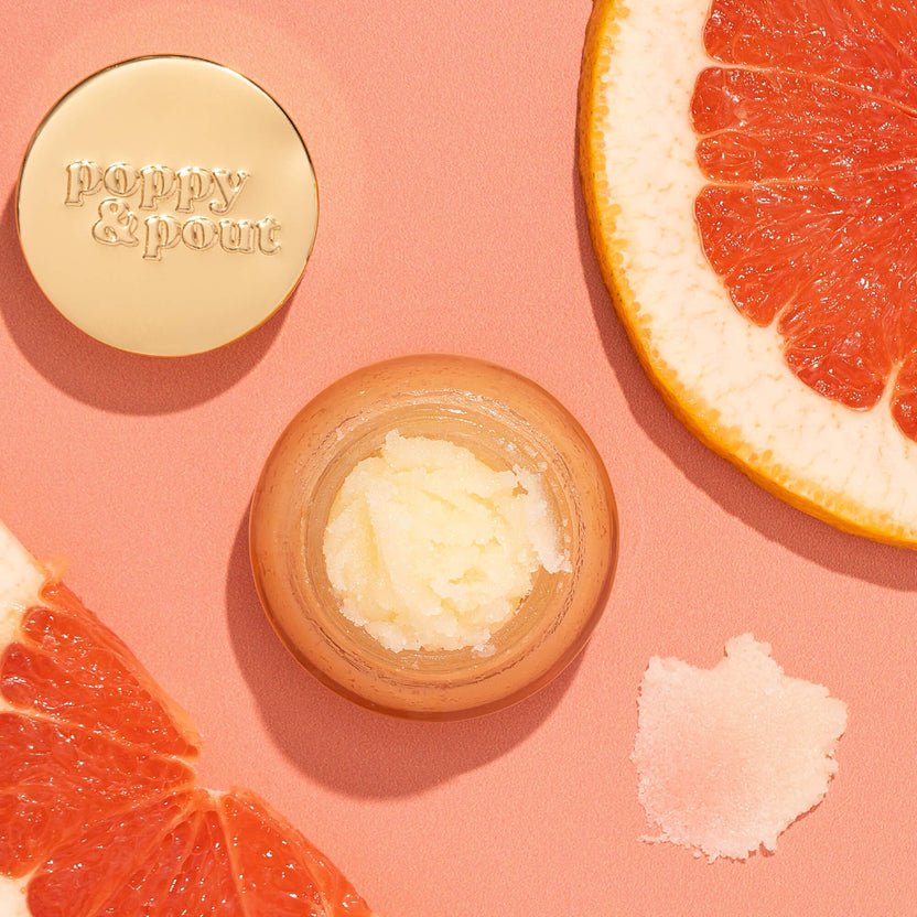 Pink Grapefruit Lip Scrub Available at Poppy & Pout Web Store